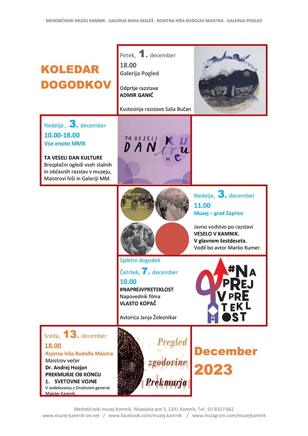 Calendar of events - December 2023 - MM:K