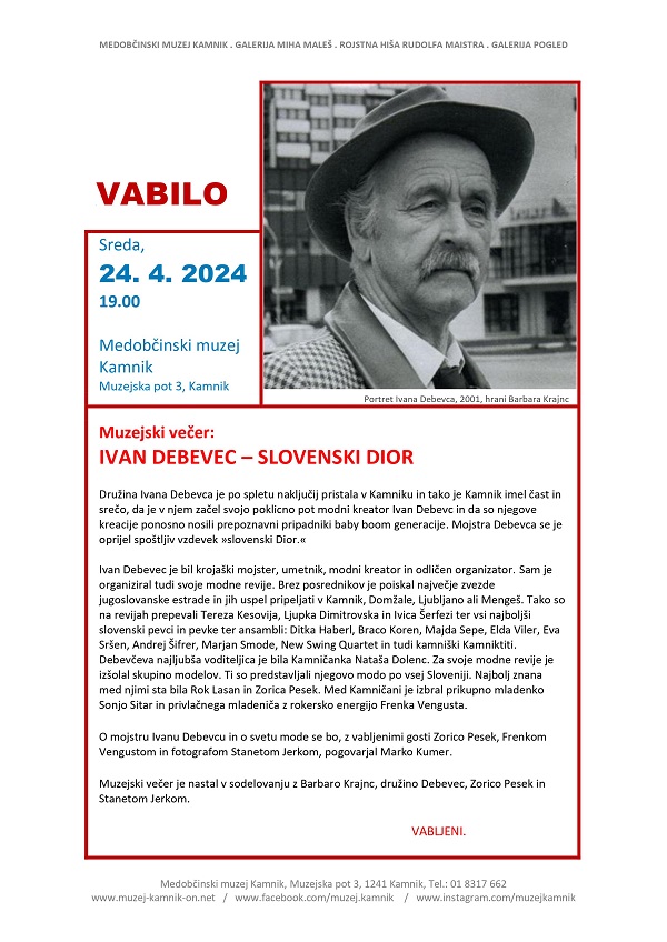 Museum evening: Ivan Debevec - Slovenian Dior - MM:K